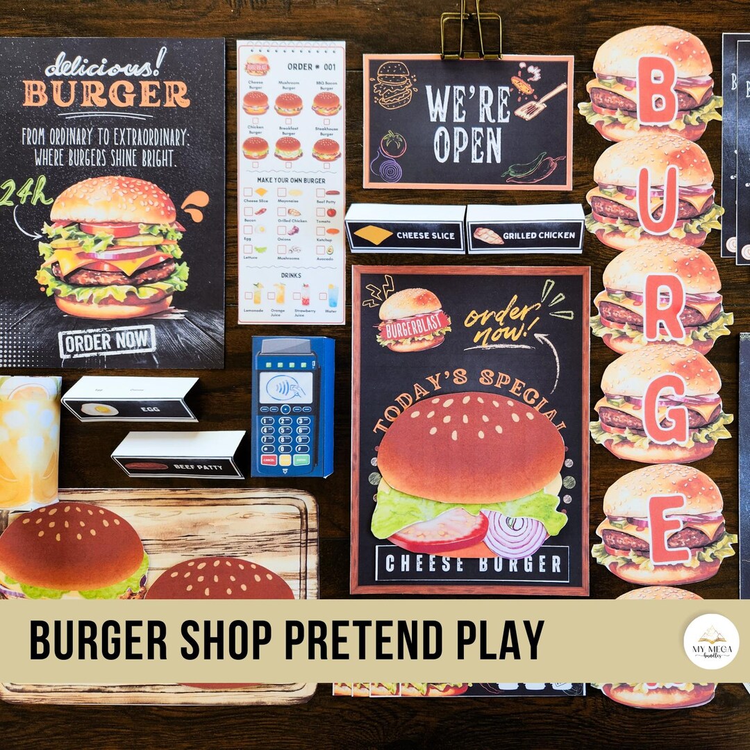 Hamburger Pretend Playset: Burger Shop Role Play (PDF) - Etsy