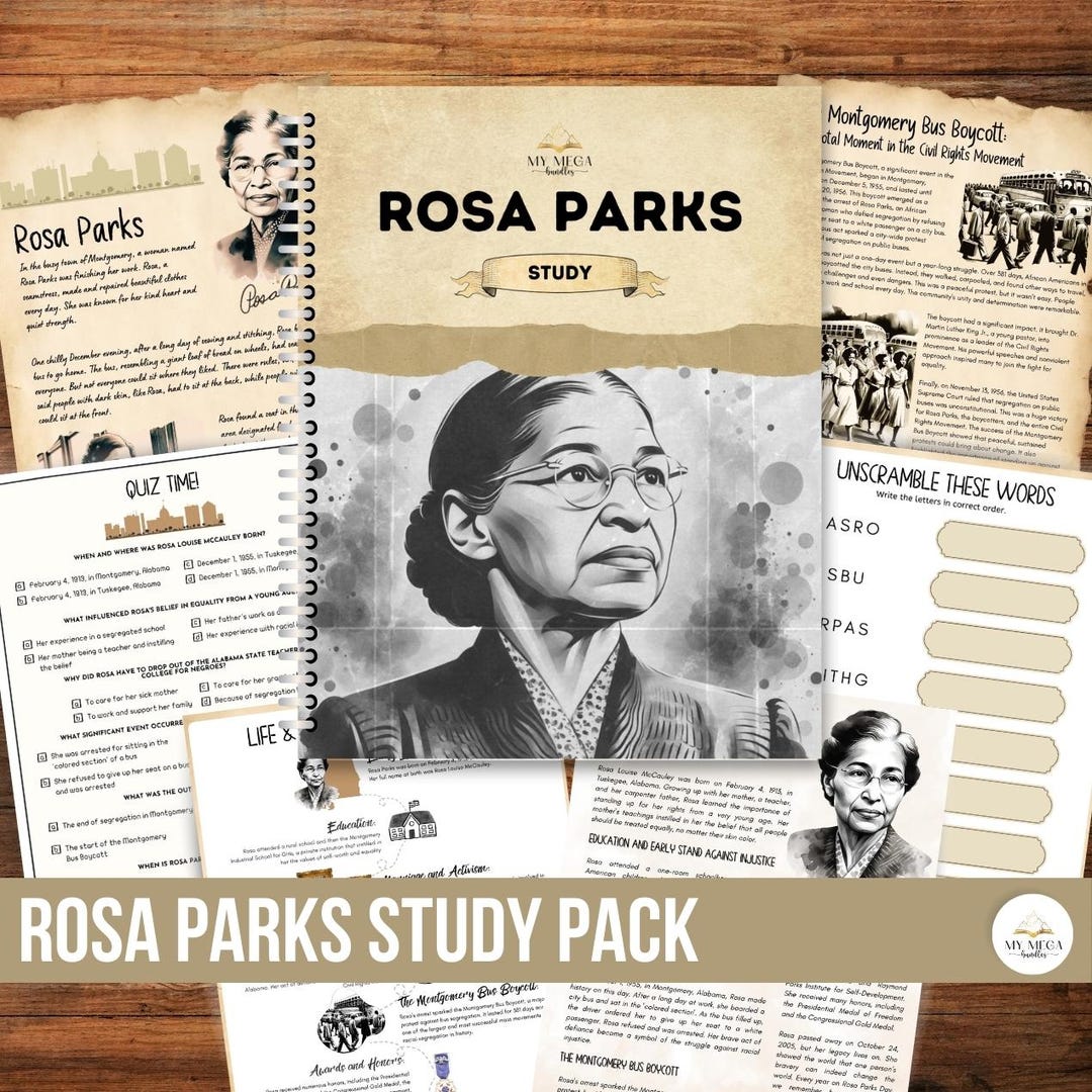 Rosa Parks Study Pack Civil Rights Movement Printable Activities Black ...