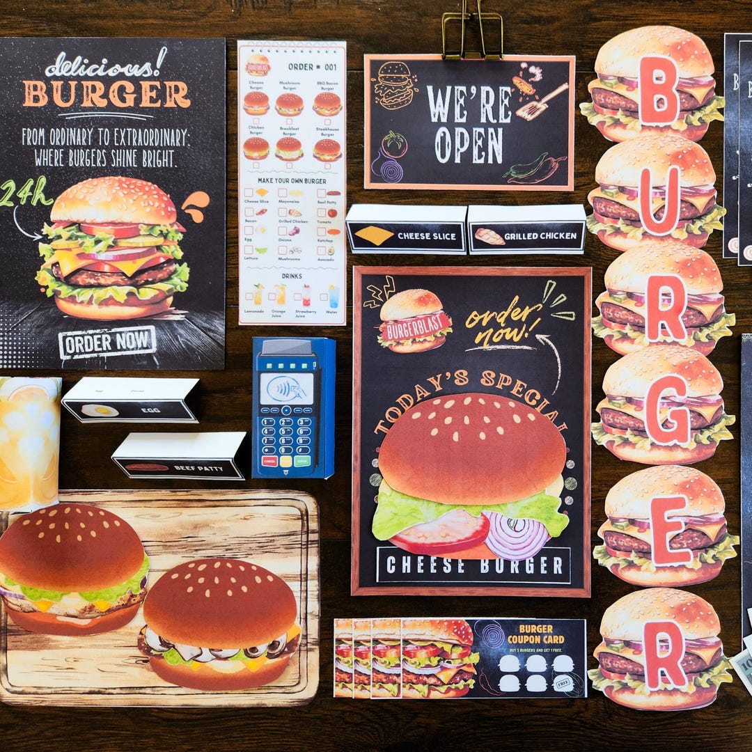 Ultimate Hamburger Pretend Paper Play Set Printable for Kids ...