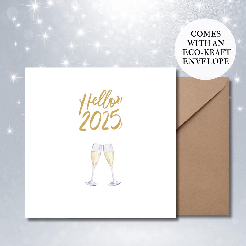 Hello 2025 New Year Greeting Card | Seasonal Holiday Card | Minimalist ...