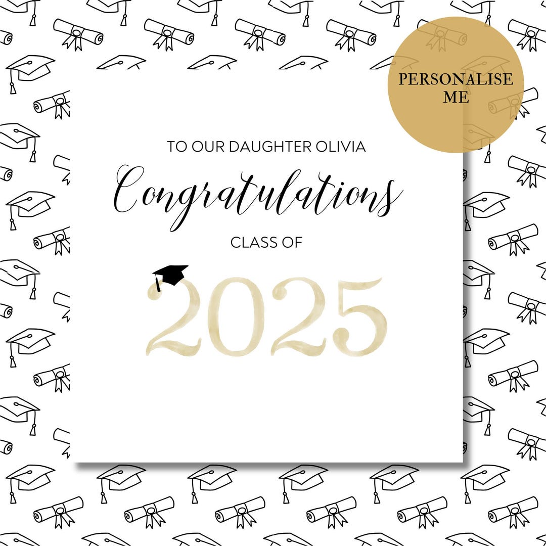 Personalised Graduation Congratulations Card | Elegant Gold Black ...