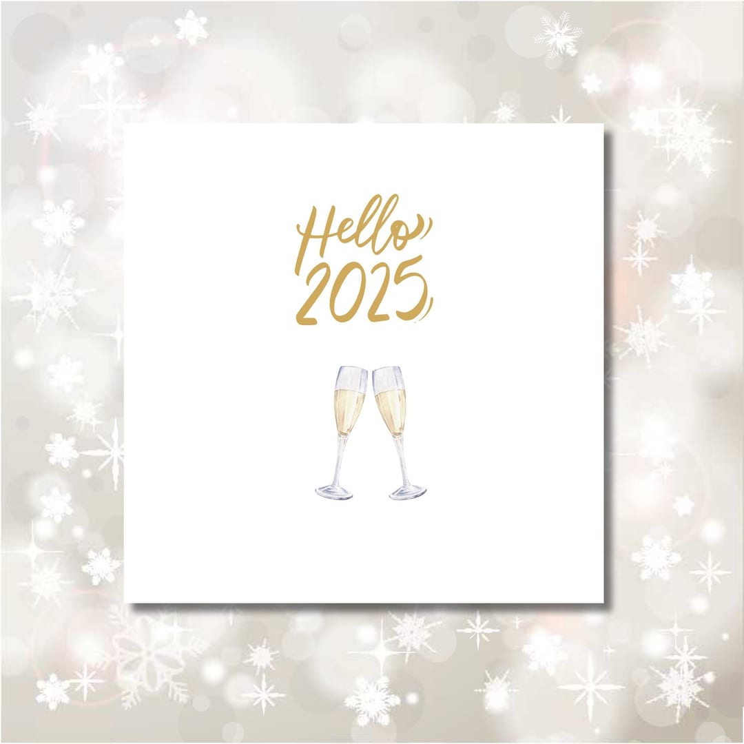 Hello 2025 New Year Greeting Card | Seasonal Holiday Card | Minimalist ...