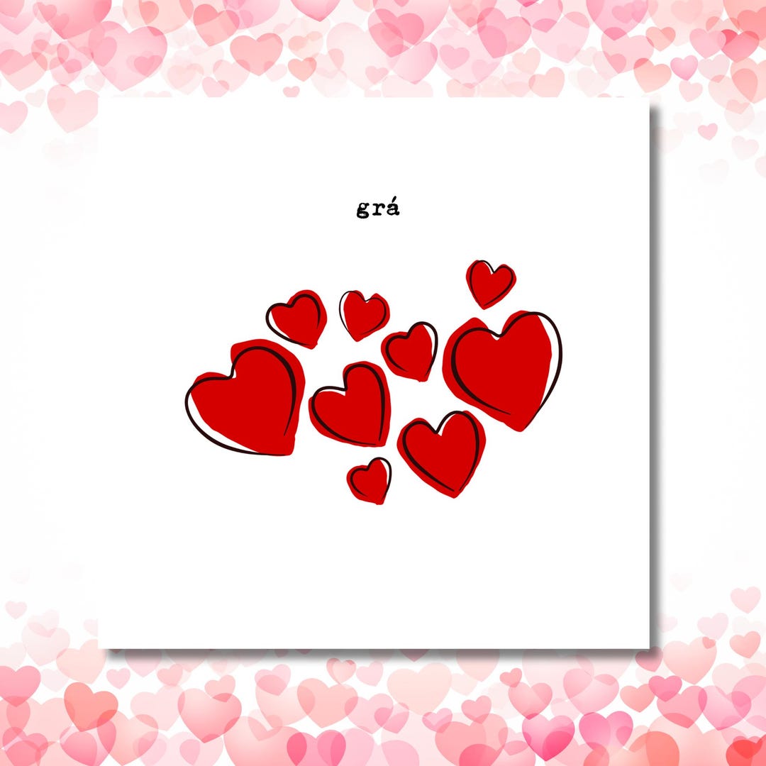 Grá Irish Valentine's Day Card | Irish Love Hearts Card | Gaeilge ...