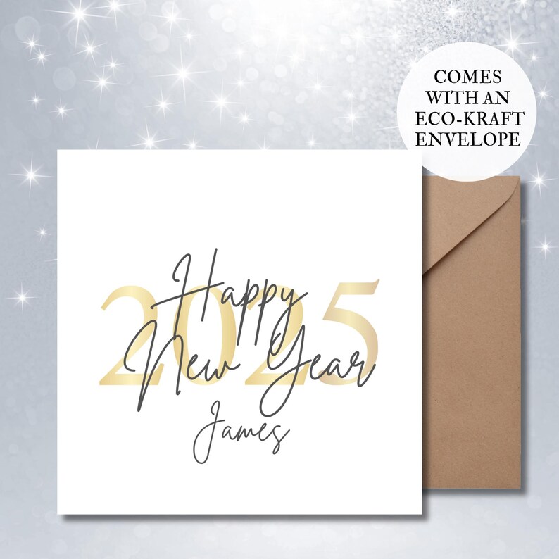 Personalised Happy New Year 2025 Greeting Card | Seasonal Holiday Card ...