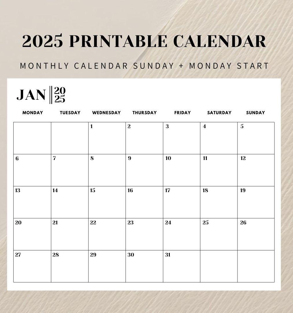 2025 Monthly Calendar Digital Download Printables - Etsy