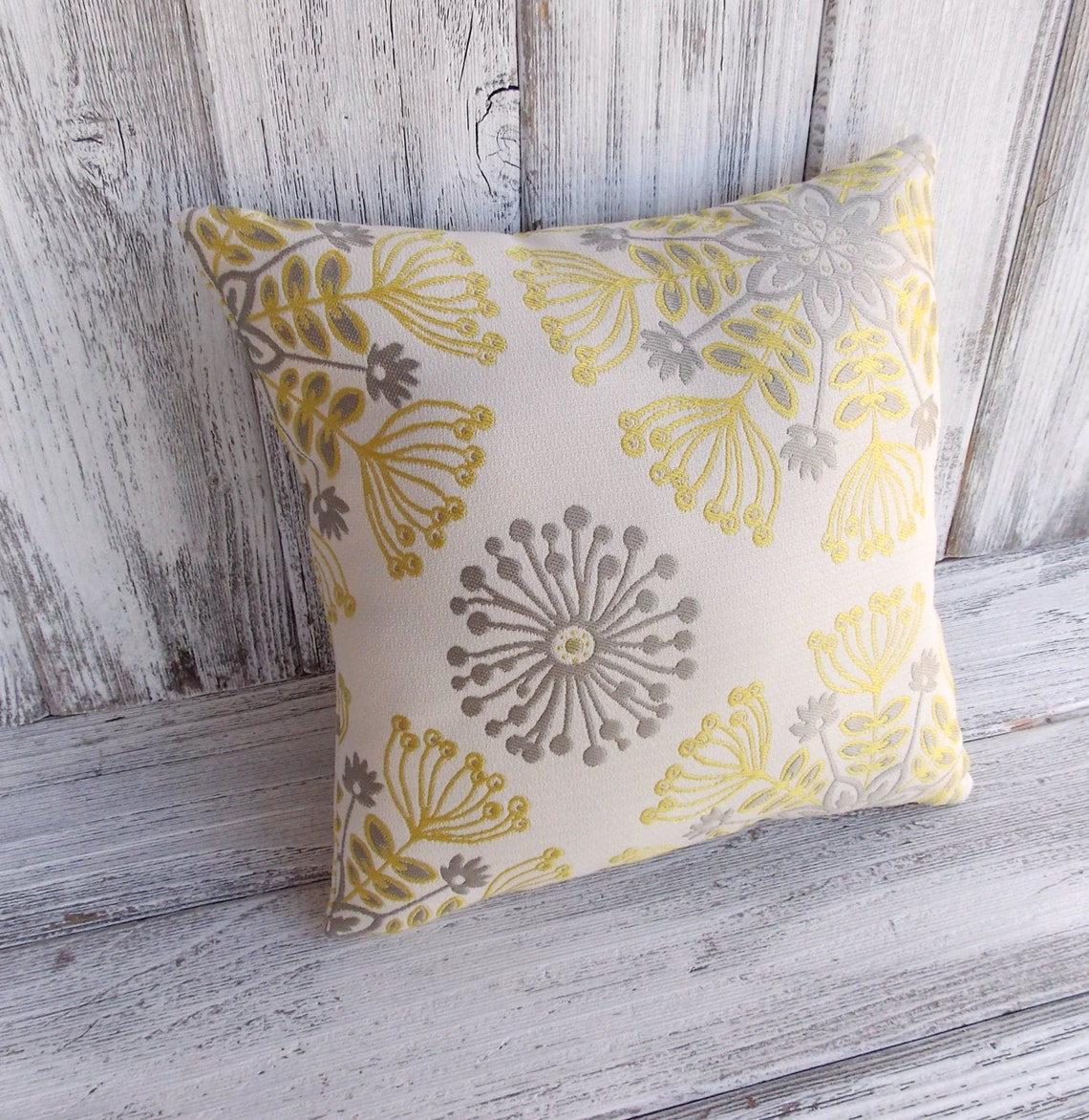 Pillow Cushion Flowers in Cream With Yellow and Gray Accents, Chic ...