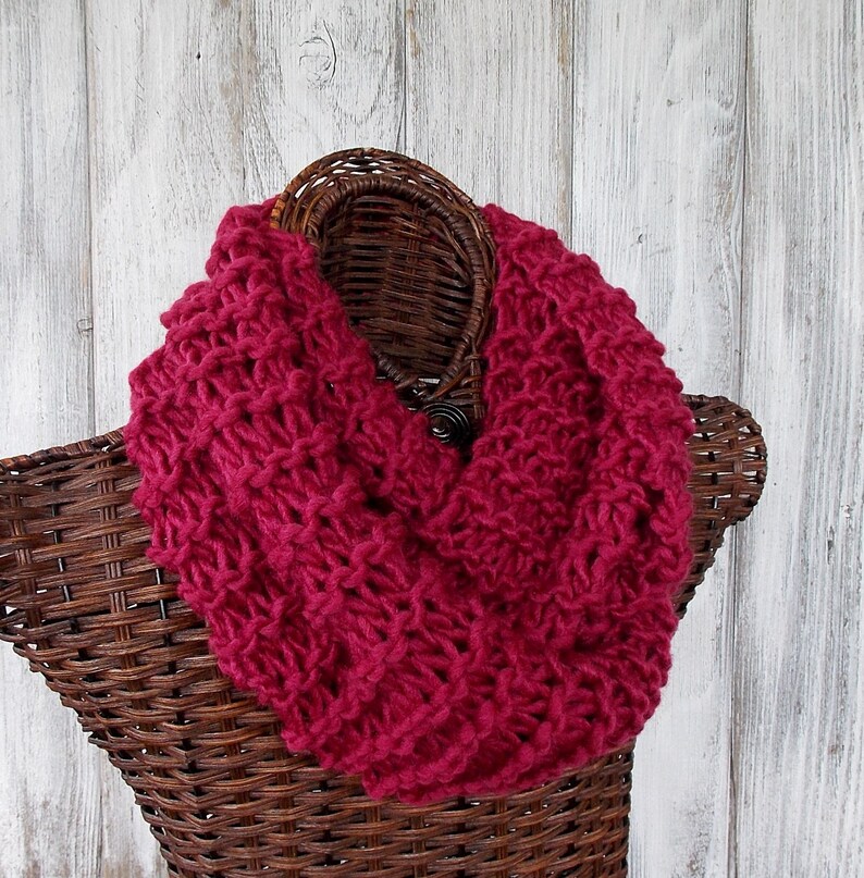 Knitted Infinity Scarf in Raspberry Very Soft and Light Wool - Etsy