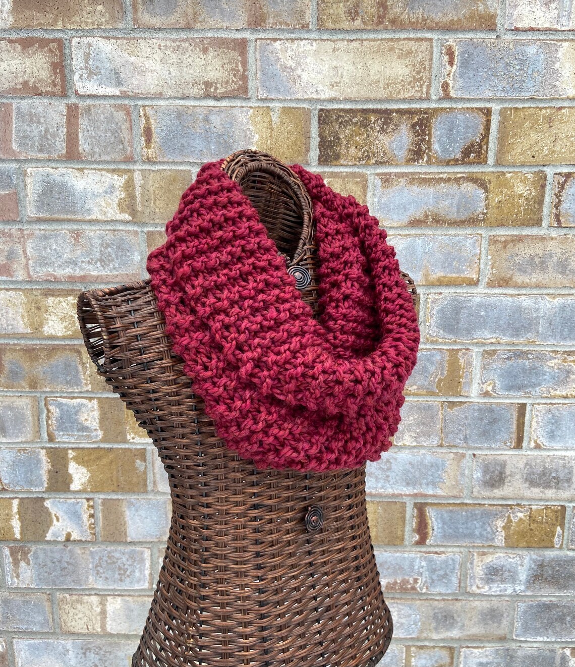 Knitted Scarf in Maroon, Soft Chunky Wool Blend Yarn - Etsy