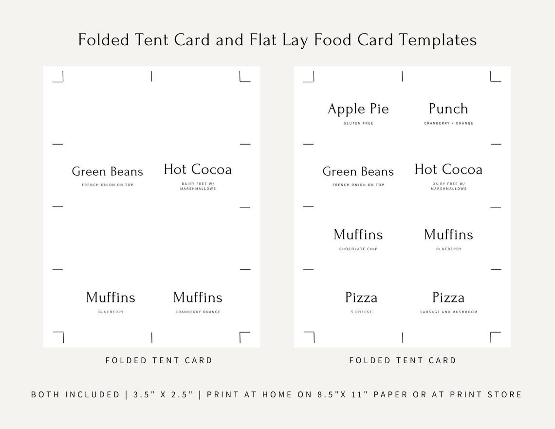 Printable Food Card Template Download, Minimal Editable Food Labels for ...