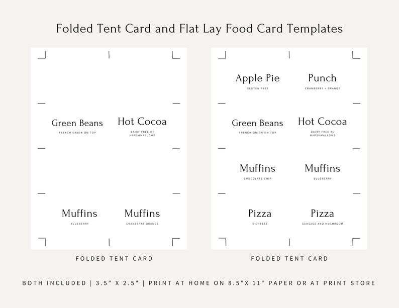 Printable Food Card Template Download, Minimal Editable Food Labels for ...