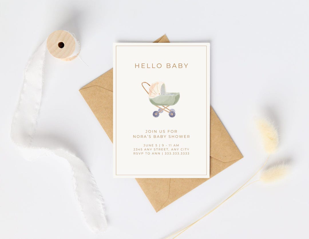 Gender Neutral Baby Shower Invitation, Editable Template (digital ...