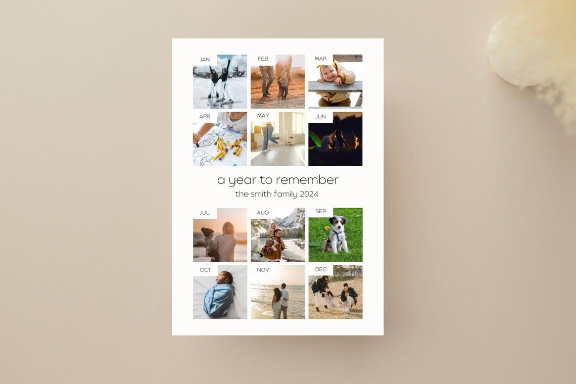 Minimalist Year in Review Photo Card Template, Canva Editable (digital ...