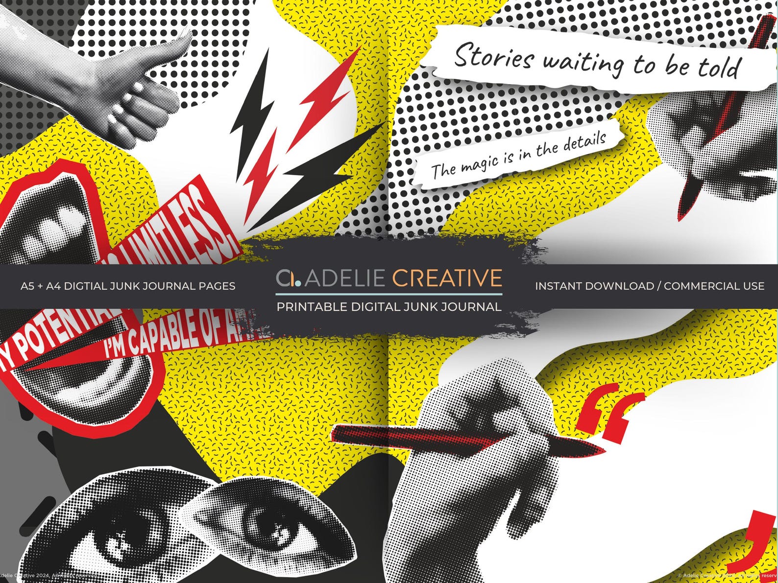 Retro Pop Art Junk Journal A5 Page Printables DIY Scrapbooking Fun - Etsy