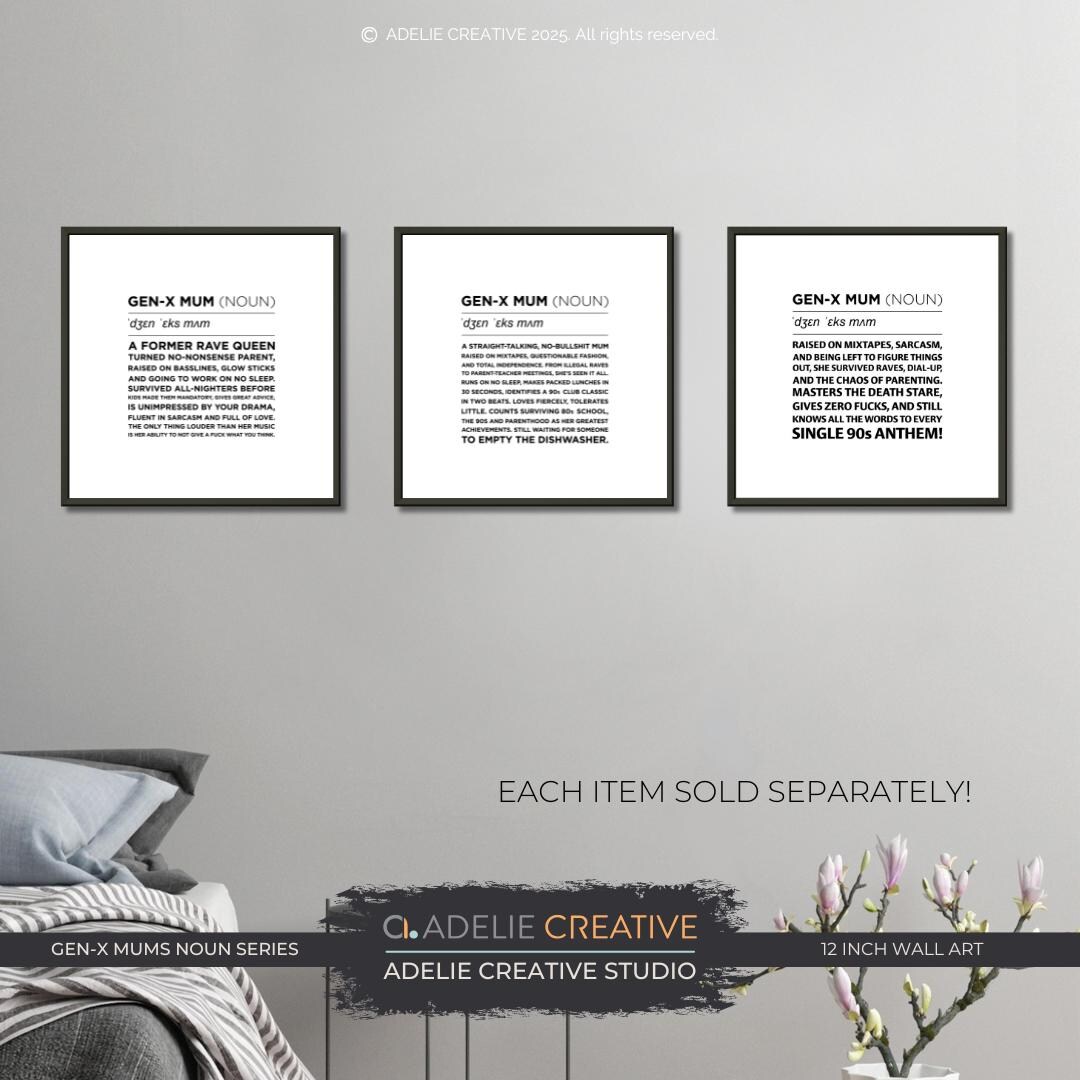 Gen-x Mum Noun Metal Framed Square Poster - Etsy