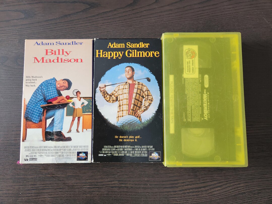 Adam Sandler Classic VHS Lot of 3 Tapes Waterboy, Happy Gilmore, Billy ...