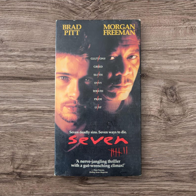 Seven (VHS, 1996) Brad Pitt, Morgan Freeman - Etsy