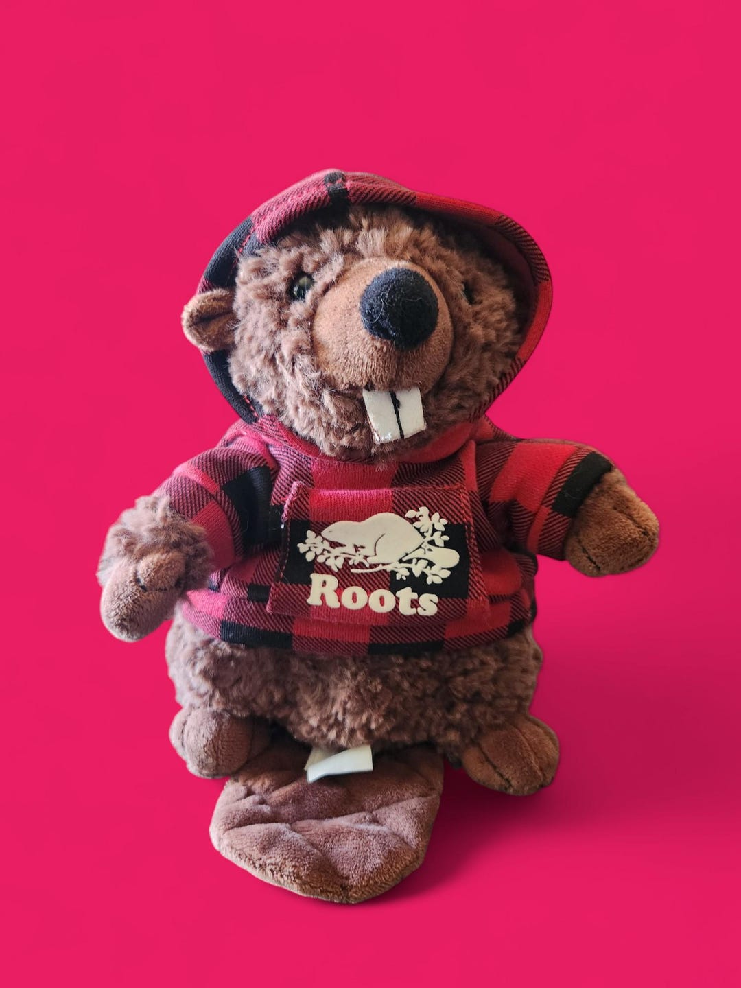 ROOTS Mascot Beaver Plush Stuffie in Red Plaid Hoodie - Etsy