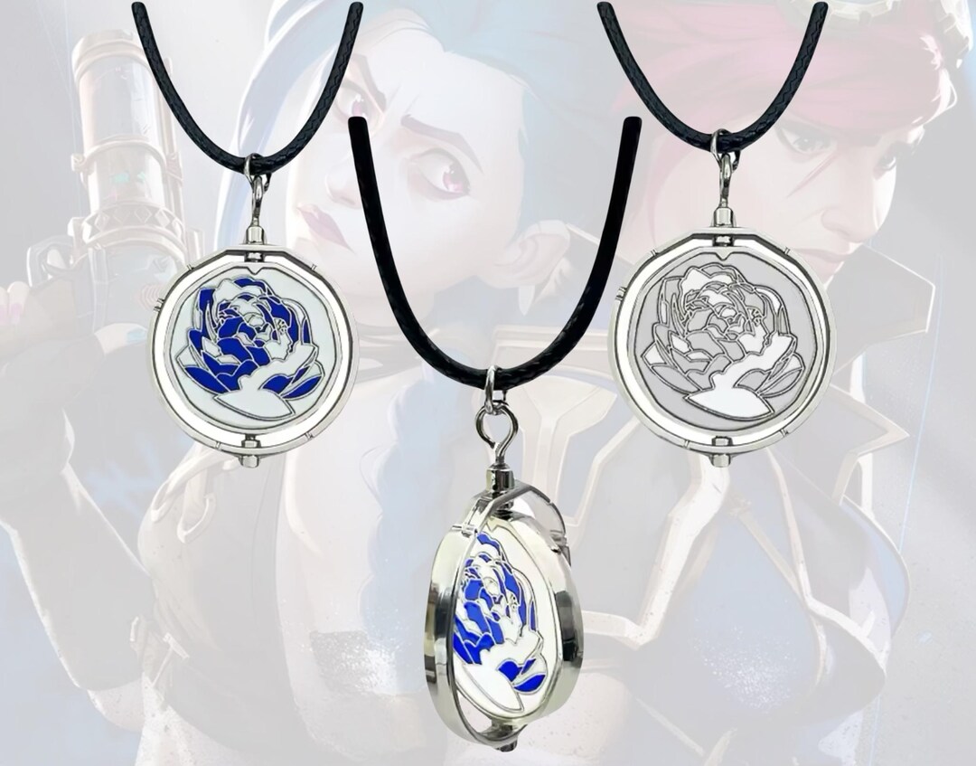 Arcane Blue Rose Necklace Jinx LOL Pendant Jewelry Giftarcane Blue Rose ...