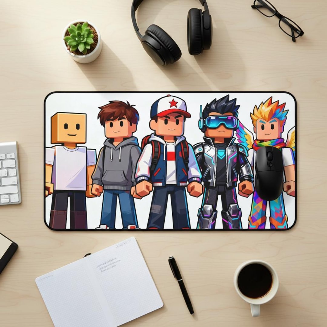 Roblox Pixel Crew Characters Desk Mat | Gaming Rectangle Mouse Pad - Etsy