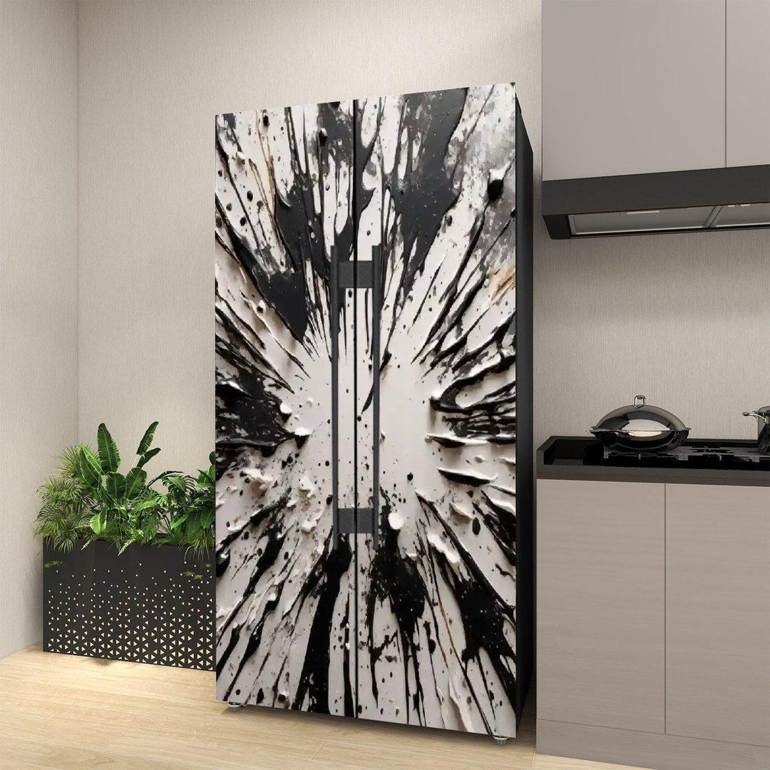 Black Ink Splash Refrigerator Wrap Set: Peel & Stick Fridge Decal - Etsy