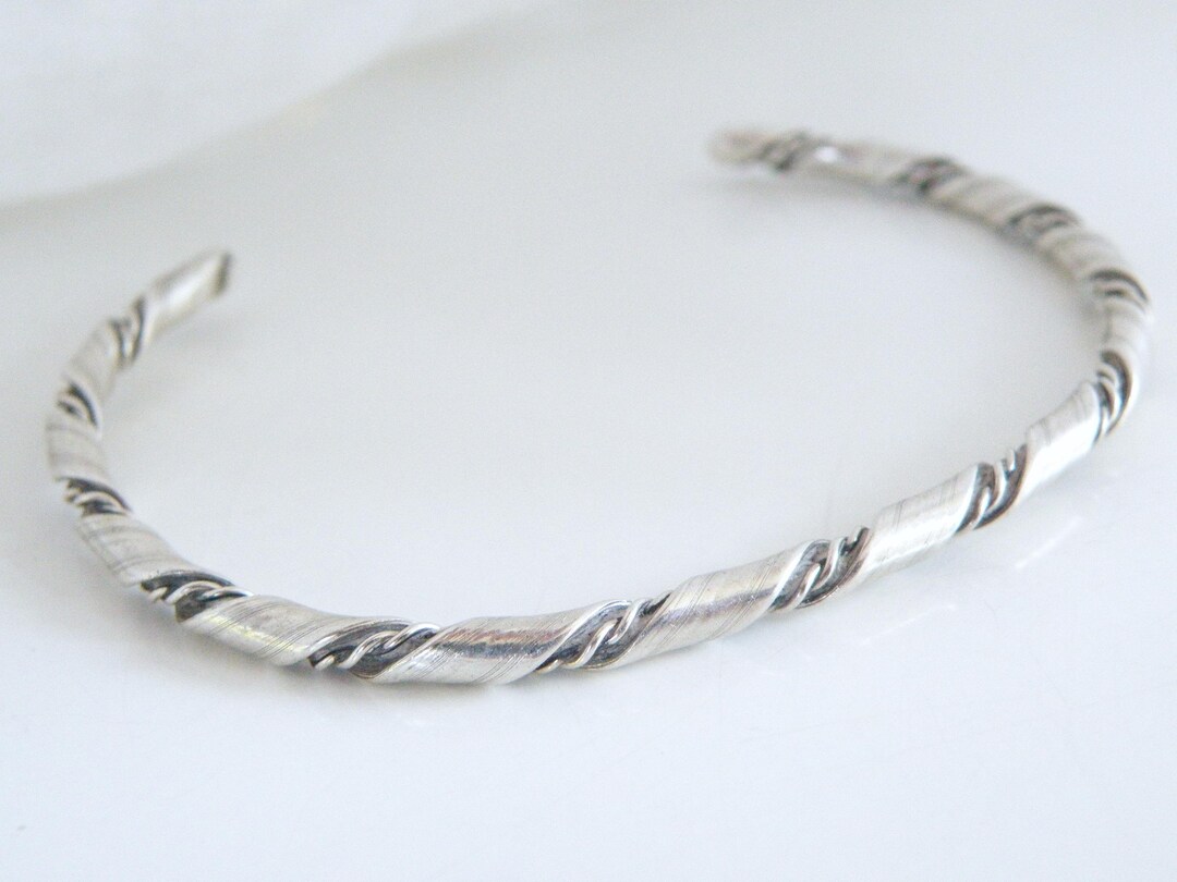 Vintage Sterling Silver 925 Twist Twisted Cuff Stack Ethnic Bracelet 7 ...