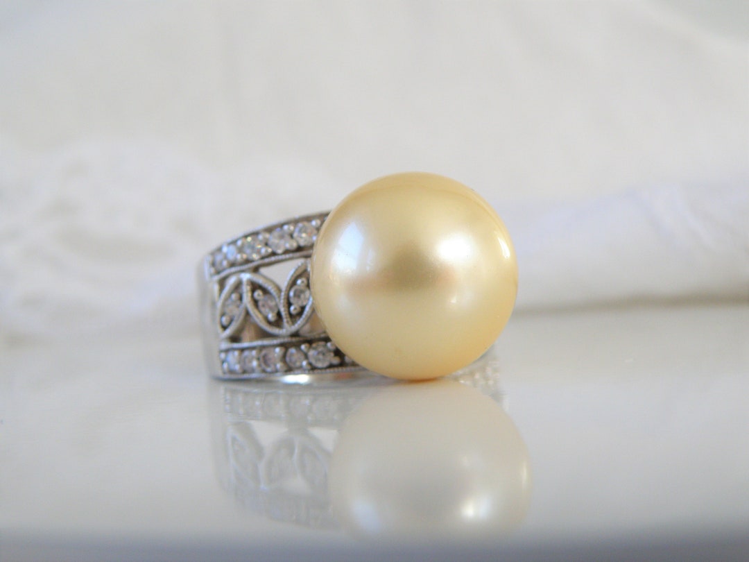Vintage Designer Signed Sterling Silver 925 Sim Pearl Diamond Organic ...