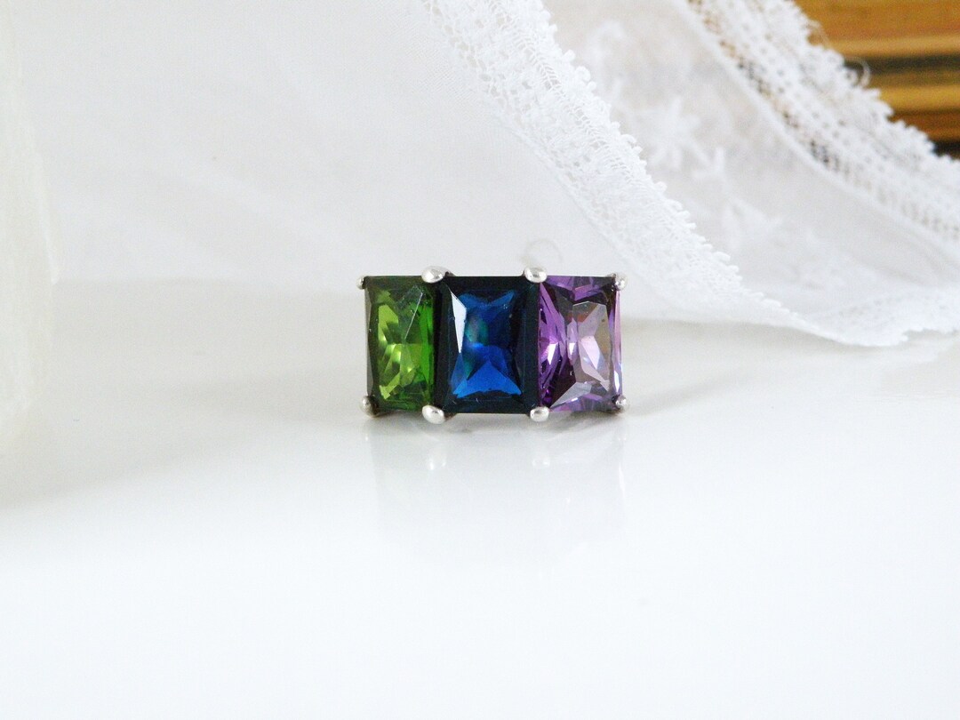 Vintage Large Huge Sterling Silver Gemstone Statement Ring Size 6 - Etsy