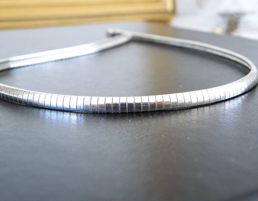 Italian Sterling Silver 925 4.5mm Wide Omega Snake Chain Link Necklace ...