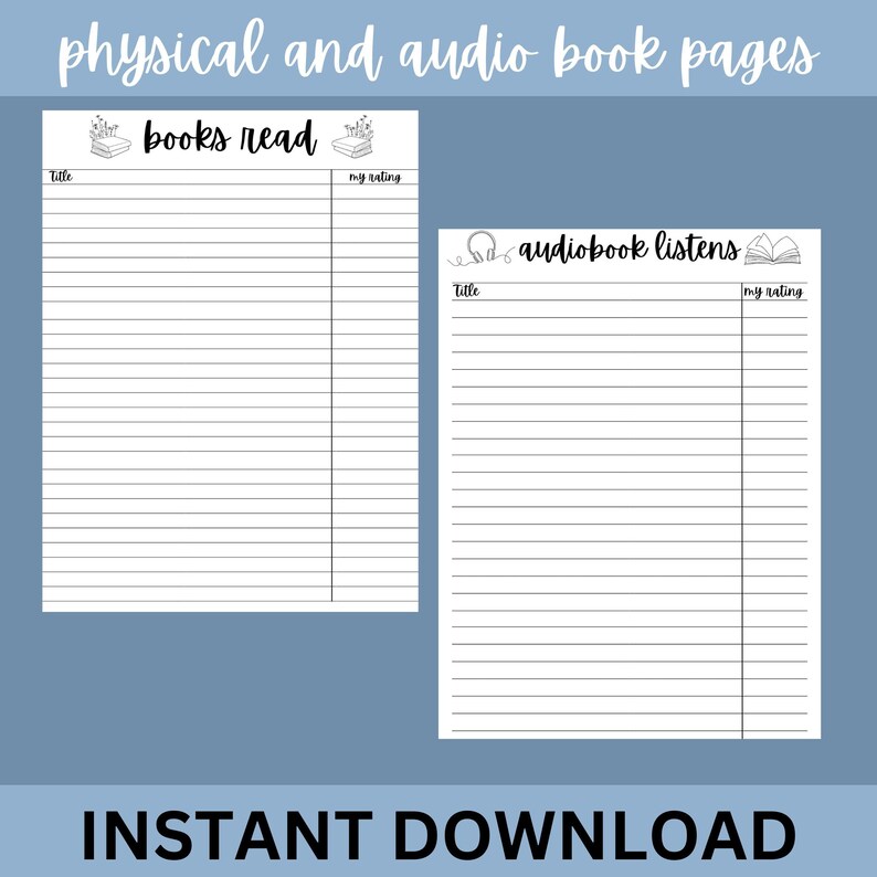 2025 Book Journal, Printable PDF File, Book Log and Review, Audiobook ...