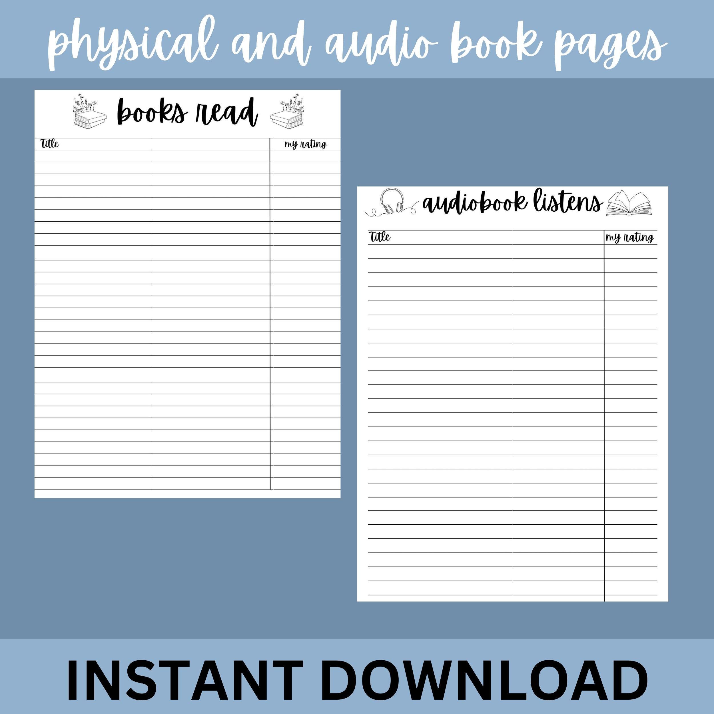2025 Book Journal, Printable PDF File, Book Log and Review, Audiobook ...