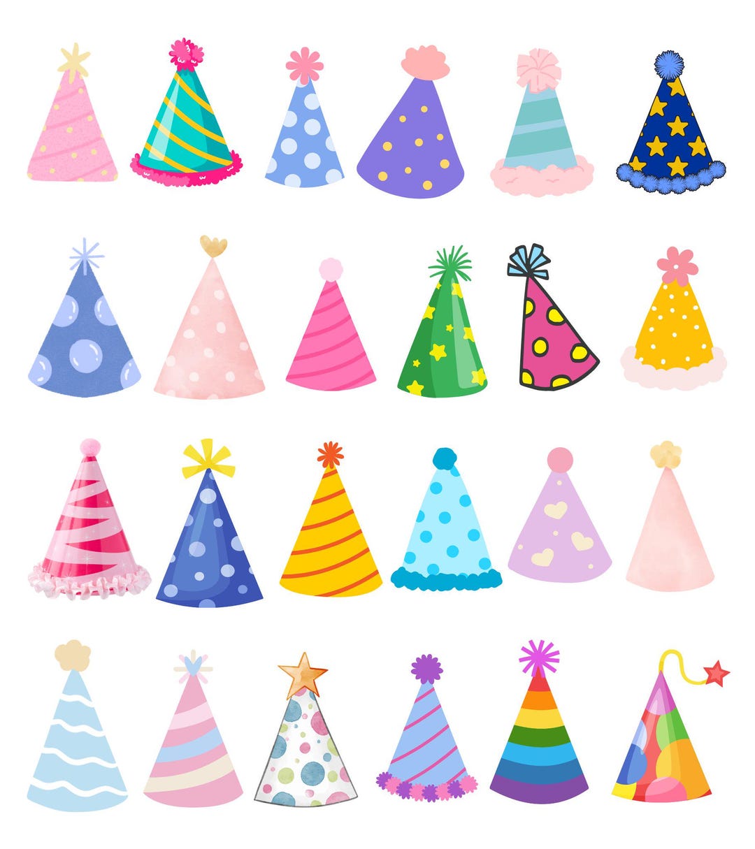Birthday Hats Clipart: High-res SVG PNG JPEG Images (digital Download ...