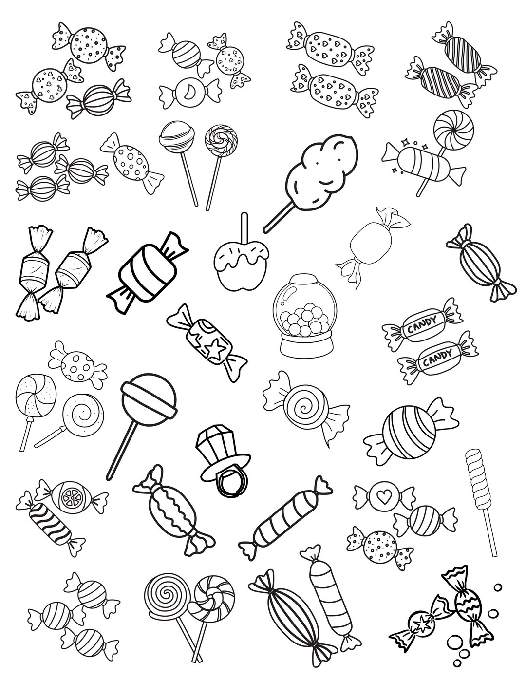 Candyland Candy Shapes Clipart: Coloring Pages (digital Download) - Etsy