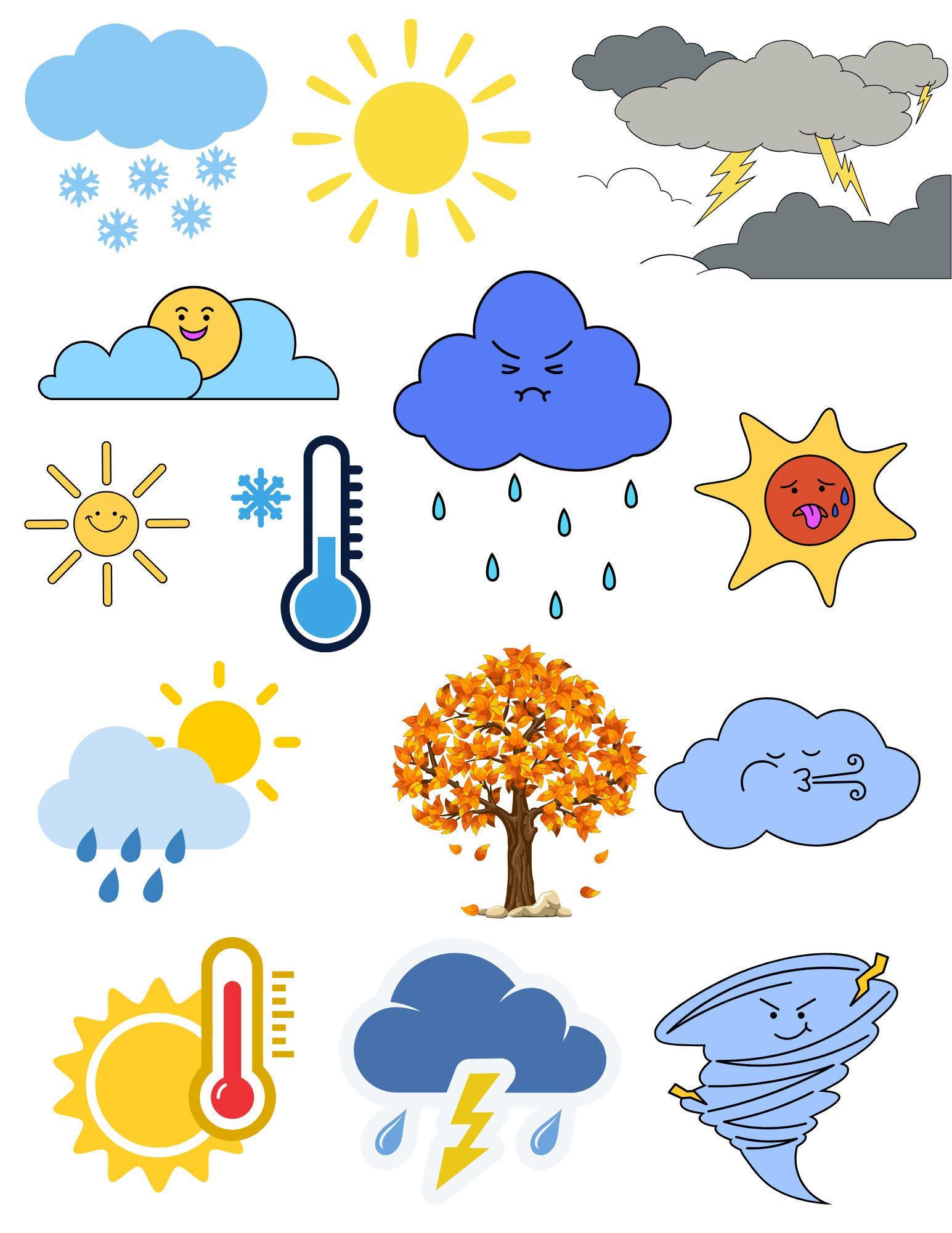 Weather Clipart Icons: Digital Download PNG JPG - Etsy