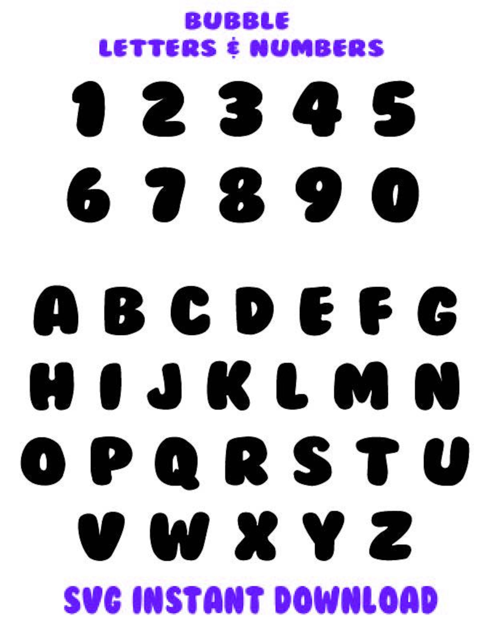 Bubble Letter SVG File Digital Instant Download - Etsy