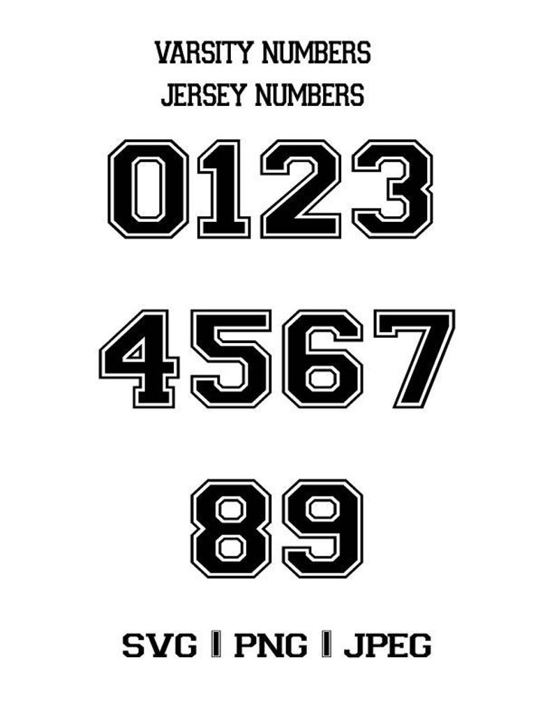 Varsity Numbers Jersey Numbers 0 to 9 SVG JPEG PNG - Etsy