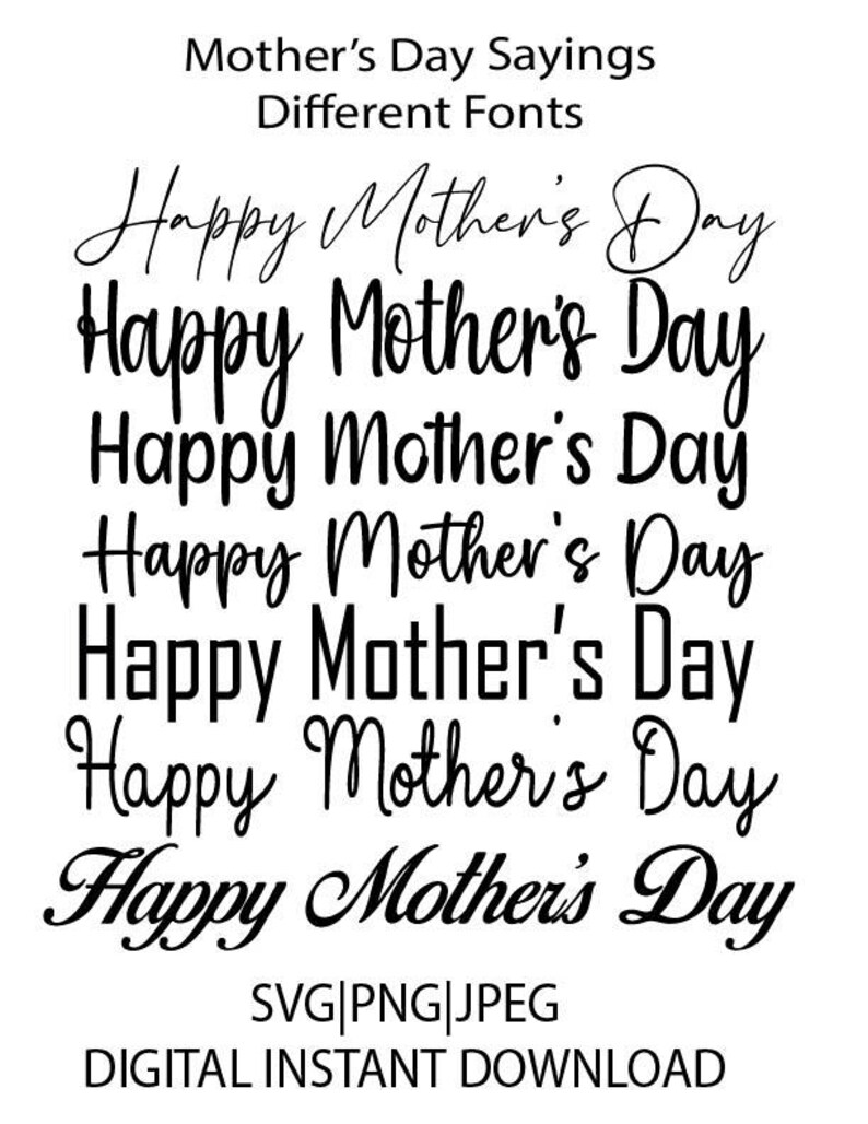 Happy Mother's Day SVG PNG JPEG Digital Instant Download Files Cricut ...