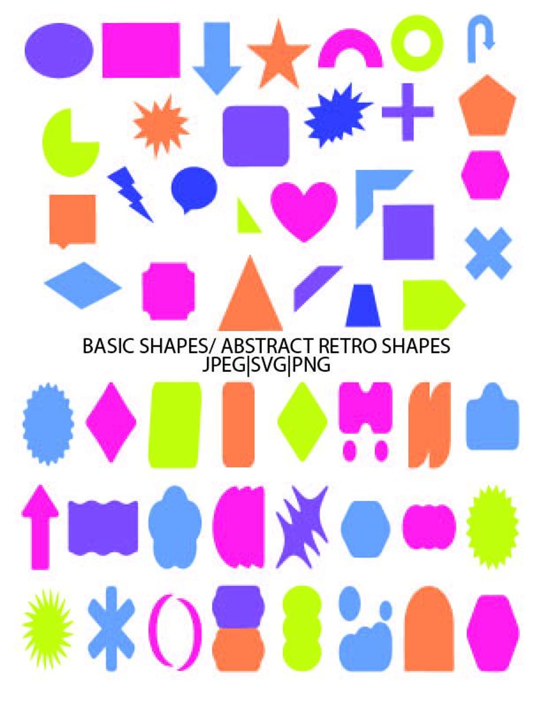 Basic Shapes SVG Bundle: Retro Design Elements for Cricut, Glowforge ...