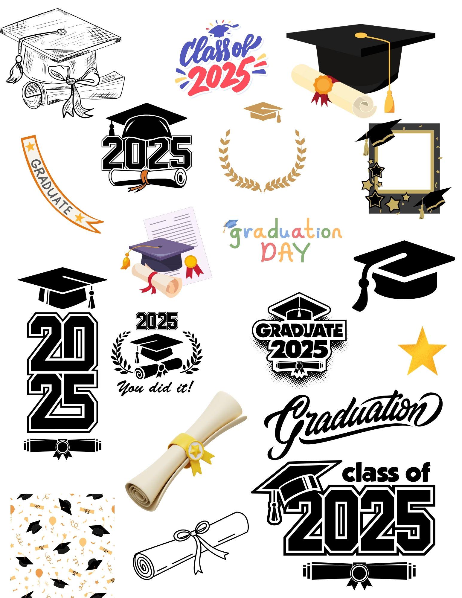 Graduation 2025 Templates Image Files PNG JPG Canva Silhouette Cricut ...