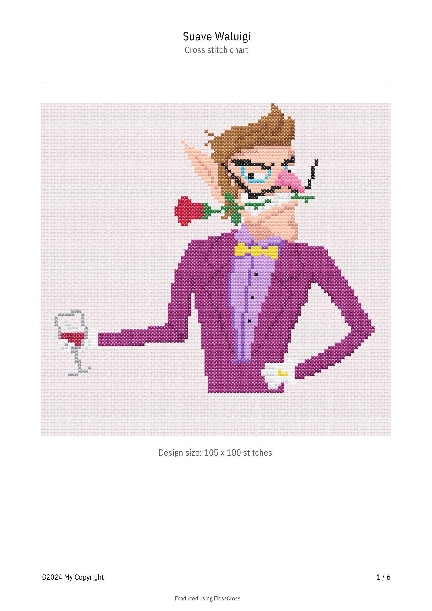 Suave Waluigi Cross Stitch Pattern, PDF Files, 105x100 - Etsy