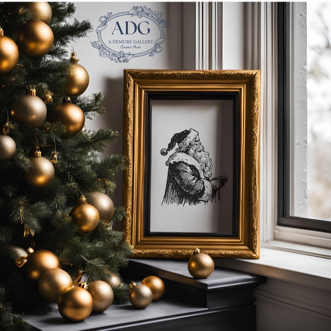 Printable Vintage Santa Print, Santa Claus Side Drawing, Father ...