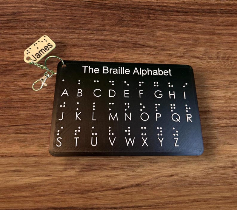 Braille Alphabet Board With Personalized Custom Name Keychain - Etsy