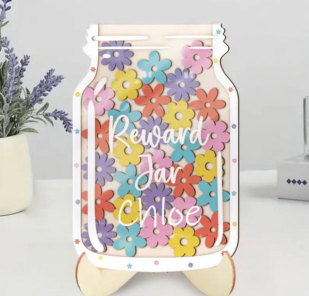 Custom Floral Reward Jar for Kids Personalized Motivational Tool for ...