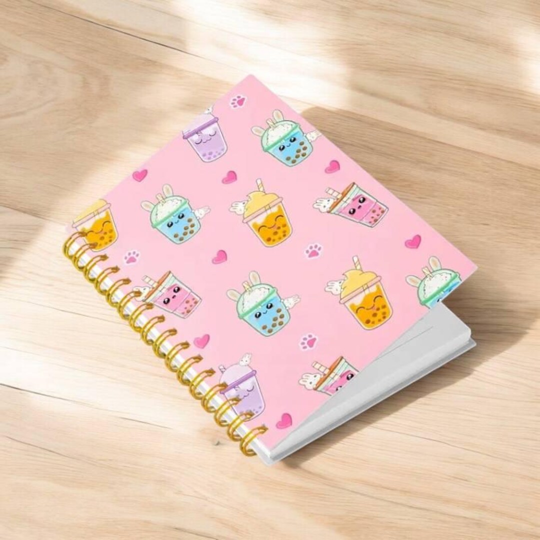 Boba Tea Notebook – Cute Bubble Tea Journal – Pink Stationery Gift for ...