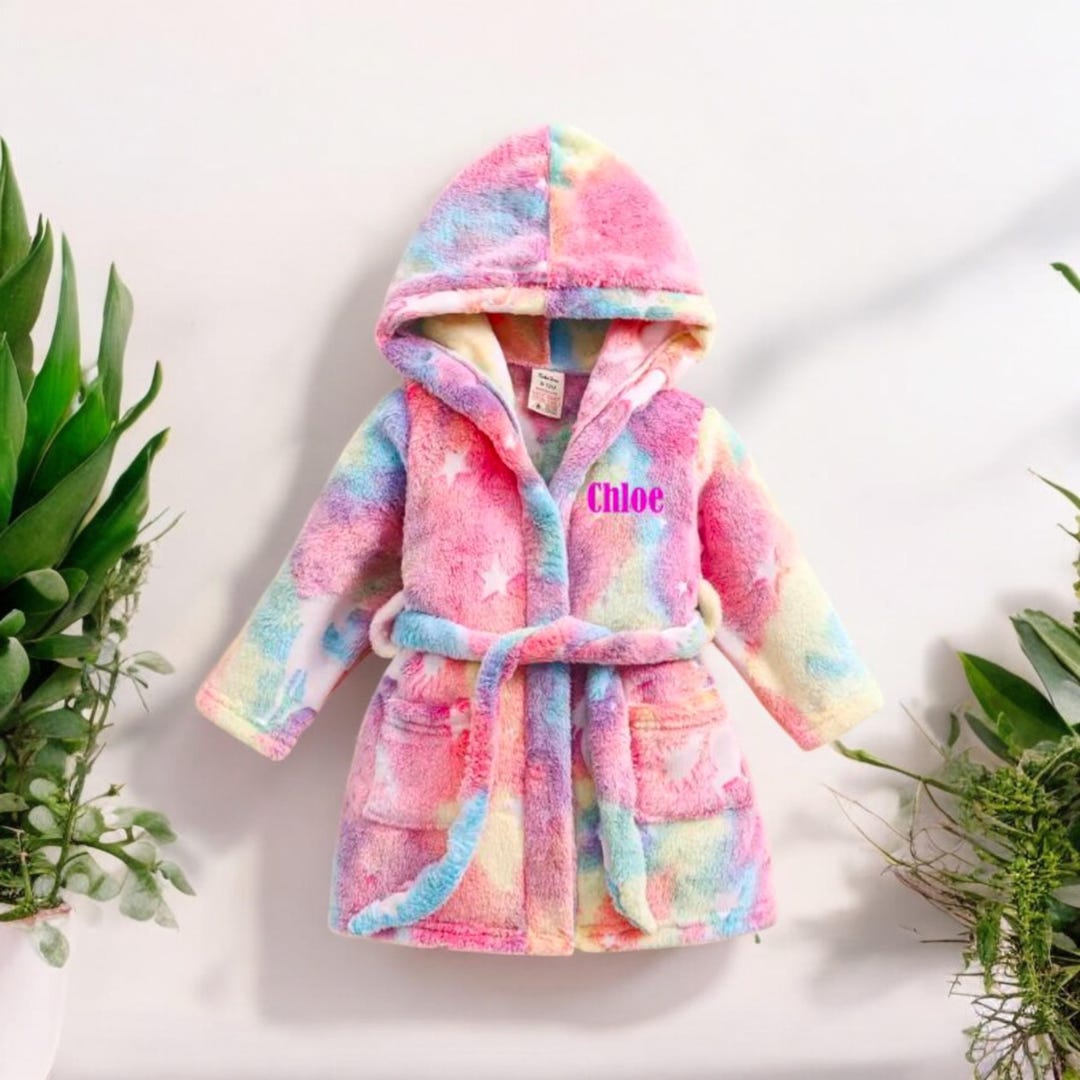 Cute Unicorn Custom Kids Bathrobe - Personalized Cozy Robe in Pink - Etsy