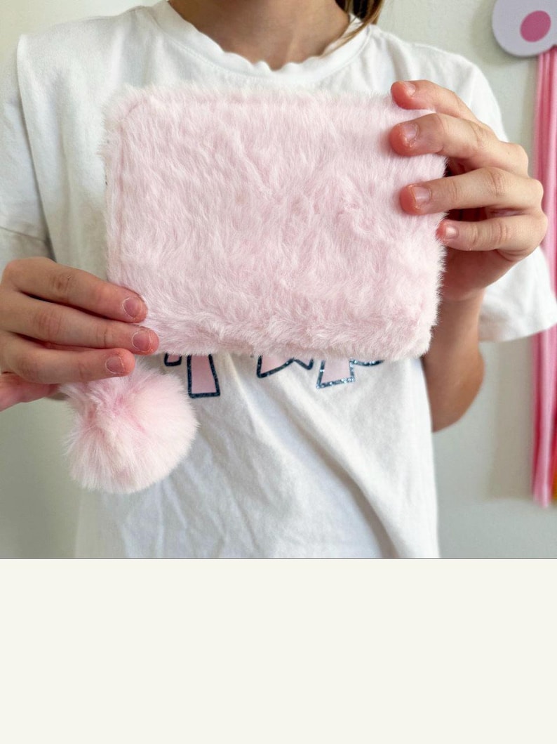 Custom Kids' Fuzzy Wallet With Heart Appliqué - Personalized Soft Pink ...