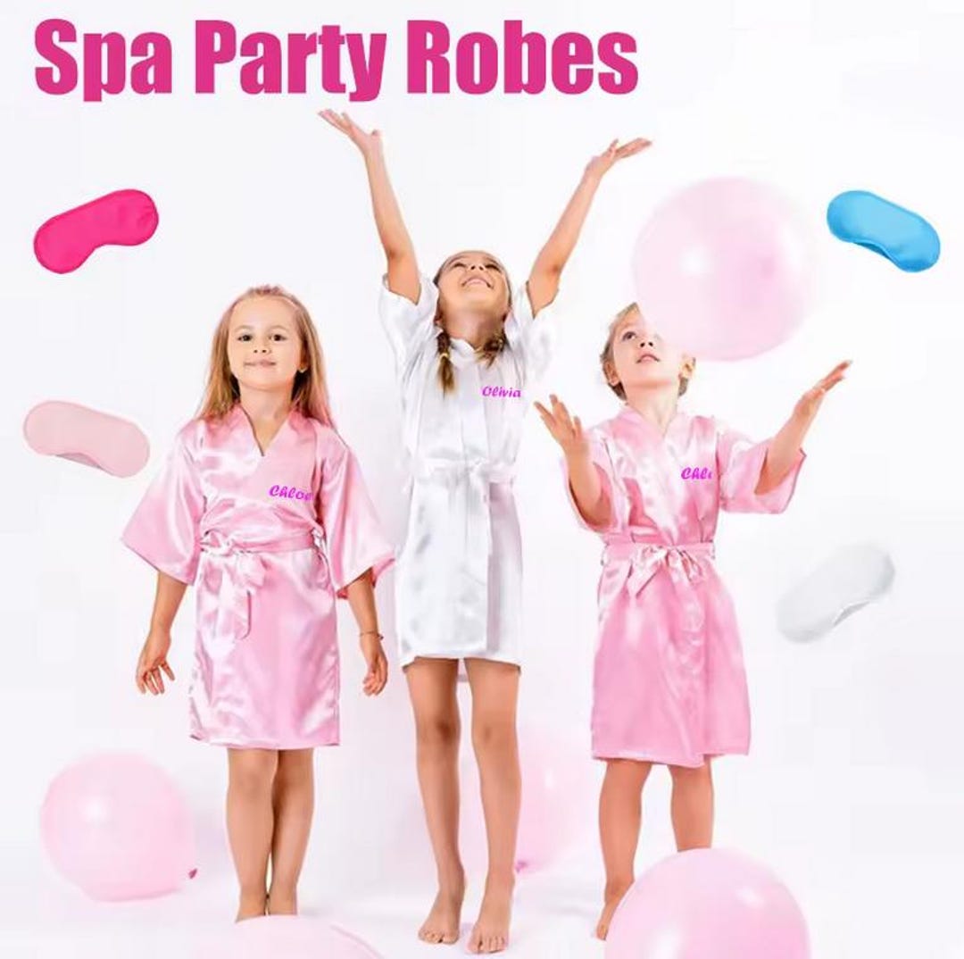 Personalized Satin Kids' Robes Custom Spa Party Robes With Names Ideal ...