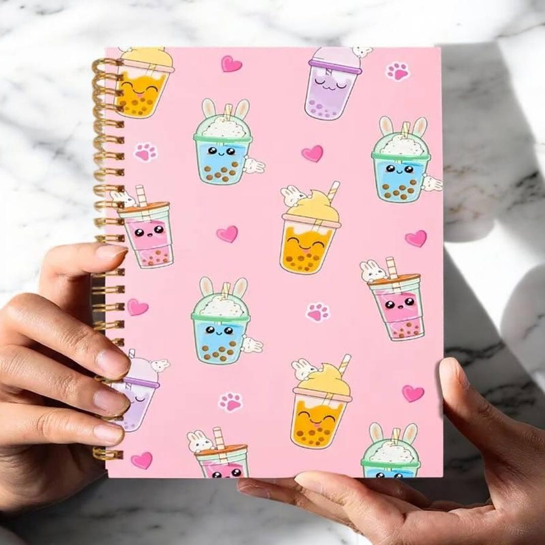 Kawaii Boba Tea Notebook – Cute Bubble Tea Journal – Spiral Bound ...
