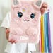 Custom Kids' Pink Fluffy Cat Notebook - Personalized Soft Cover Journal ...