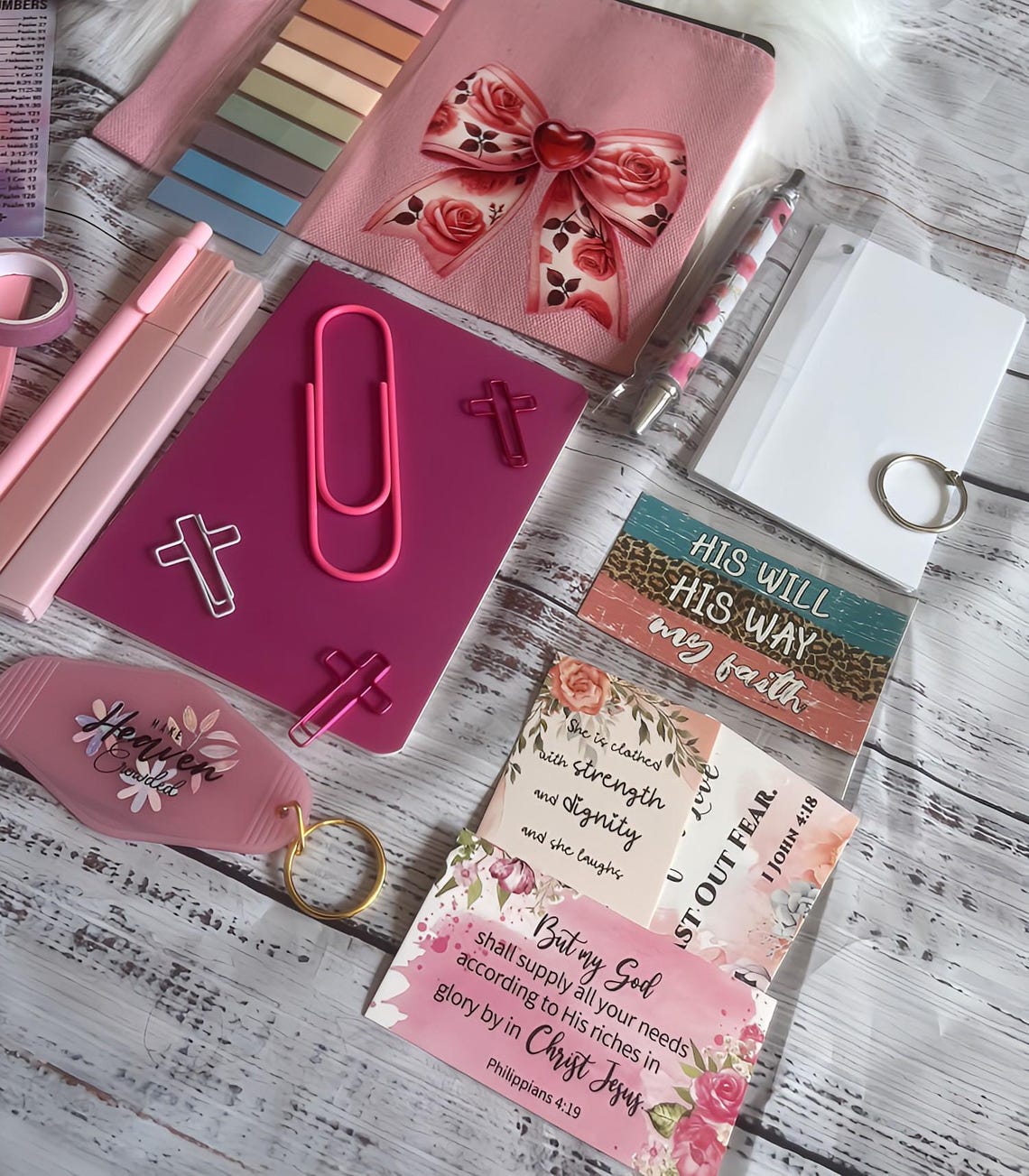 Pink Bow Bible Study Box Bible Accessories Faith Based Bible Study ...