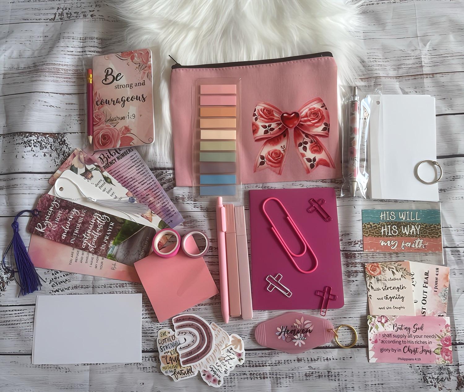 Pink Bow Bible Study Box Bible Accessories Faith Based Bible Study ...